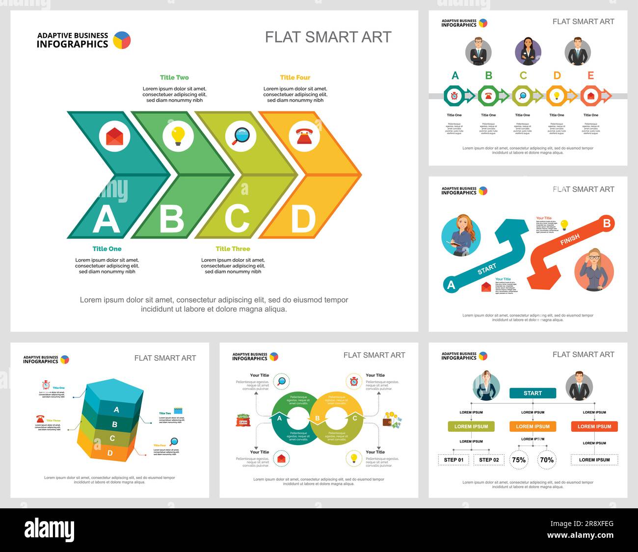 Colorful startup and management infographic charts set Stock Vector ...