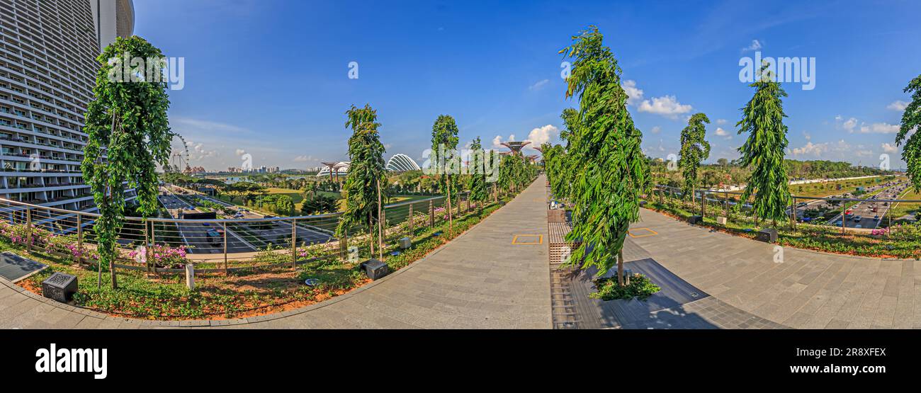 Panoramic view over Park Gardens by the Bay in Singapore during daytime ...