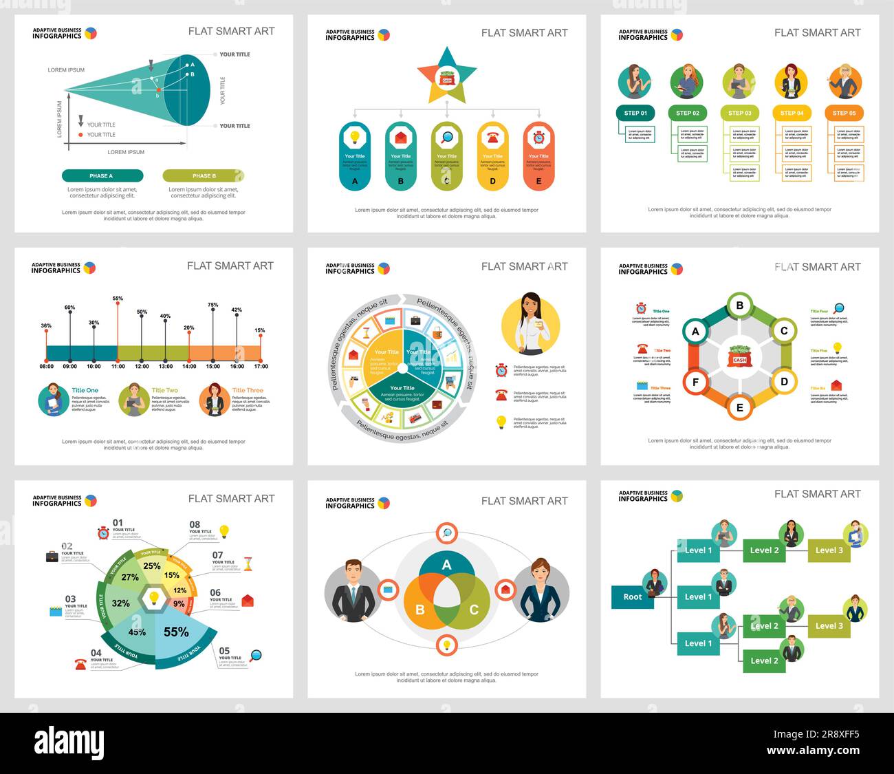 Colorful management or statistics concept infographic charts set Stock ...
