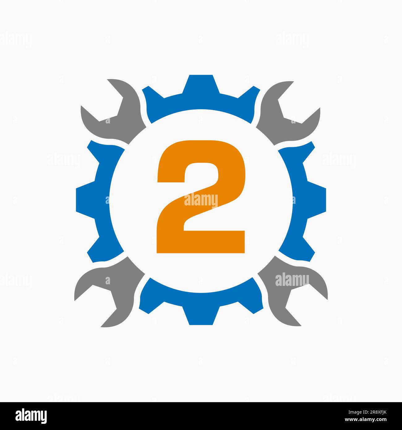 Letter 2 Repair Logo Gear Technology Symbol. Construction Service Logo ...