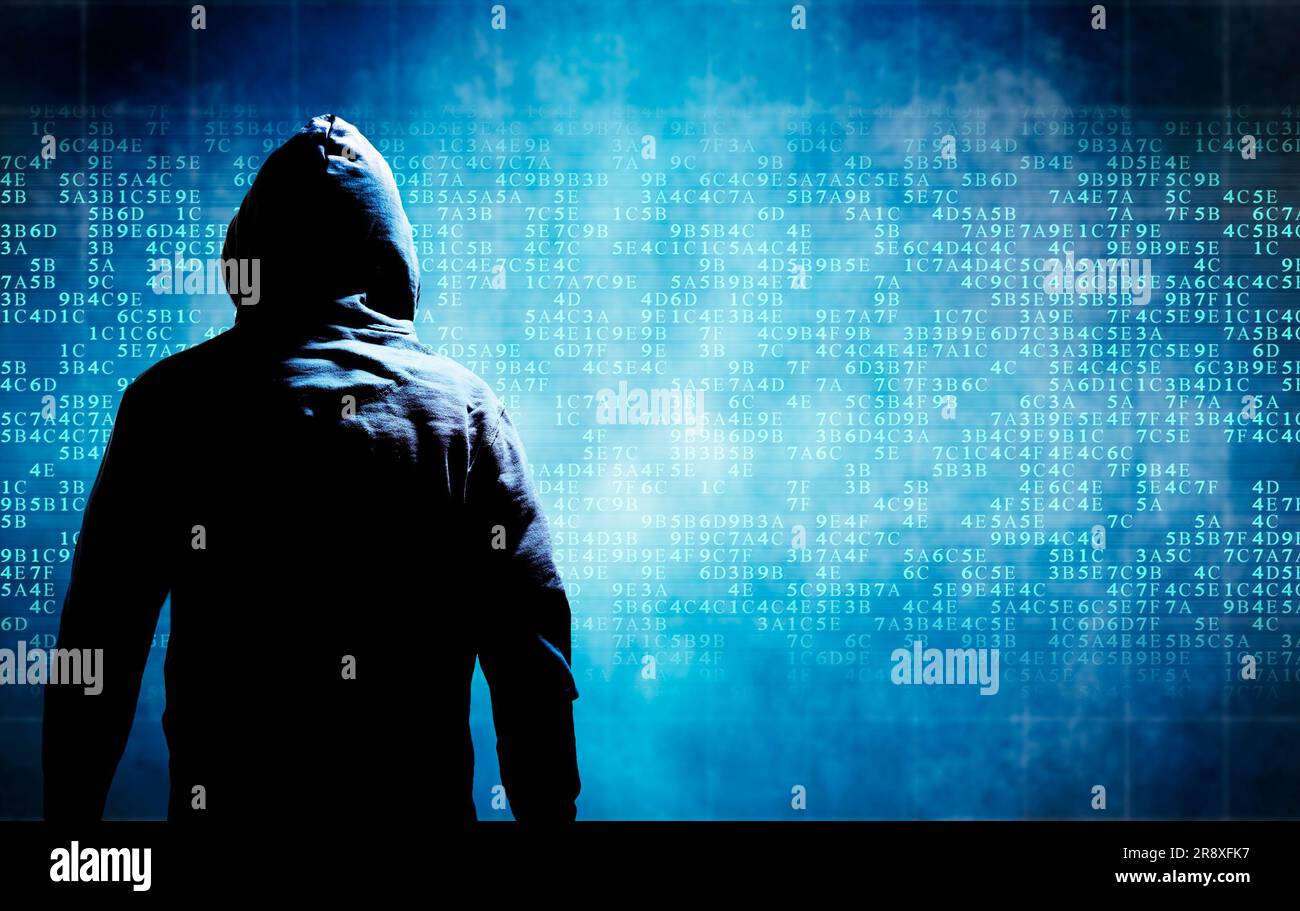 hooded man hacker anonymous concept for cyberattack and ransomware ...