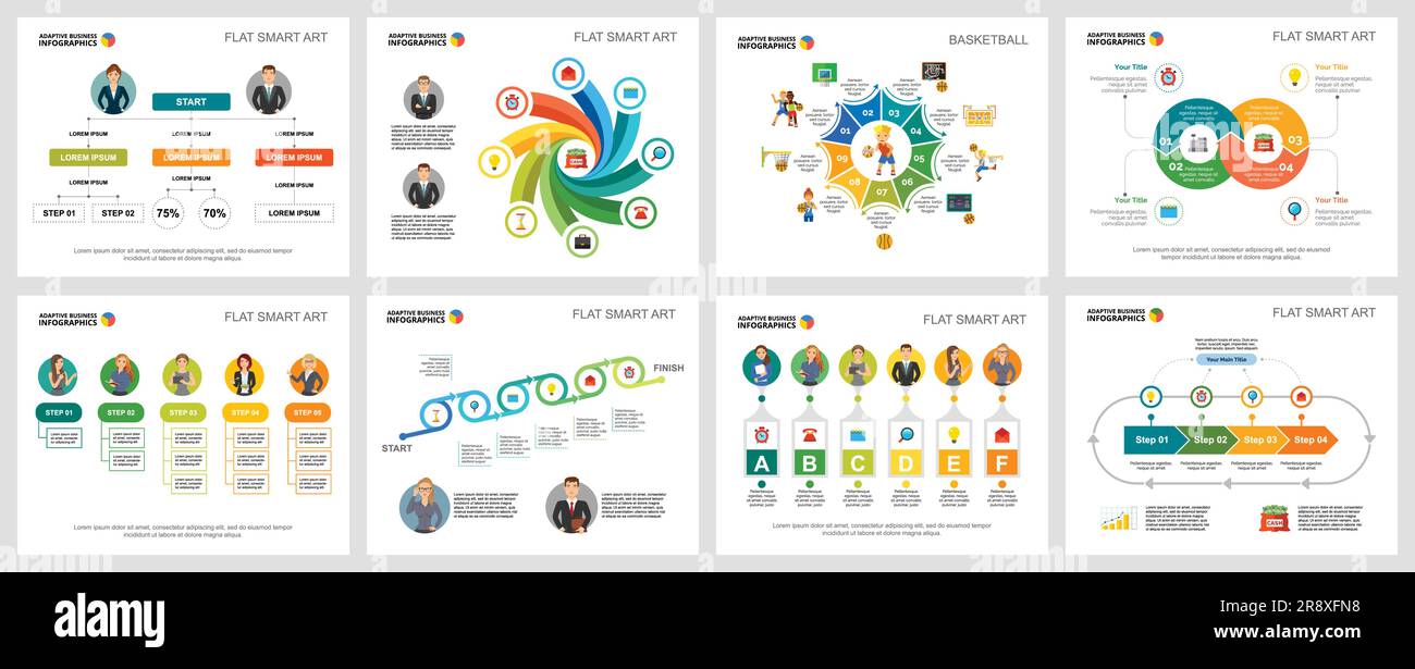 Colorful business planning infographic charts set Stock Vector Image ...