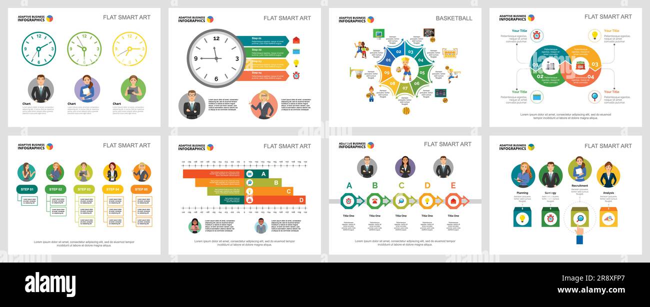 Colorful consulting or workflow concept infographic charts set Stock ...