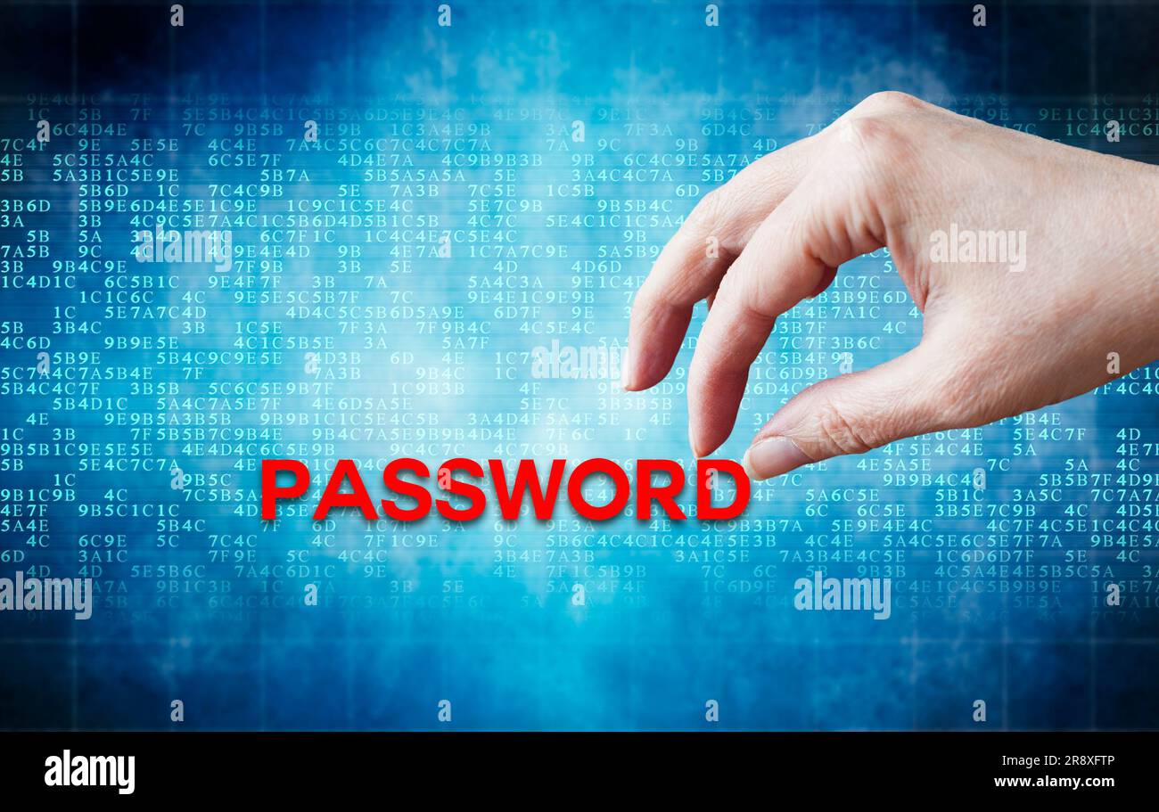 hand picking the word password, hacking and code breaking concept Stock ...