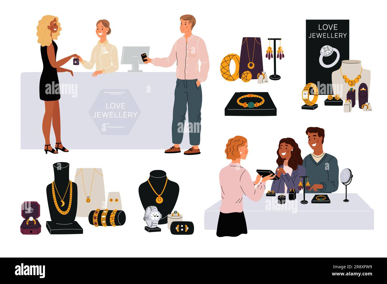 Couple sellers Stock Vector Images - Alamy