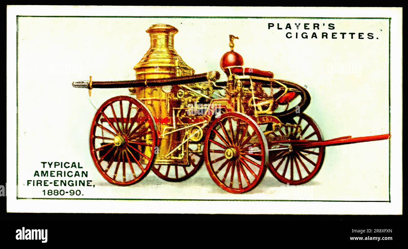 American Fire Engine 1880-90 - Vintage Cigarette Card Stock Photo - Alamy