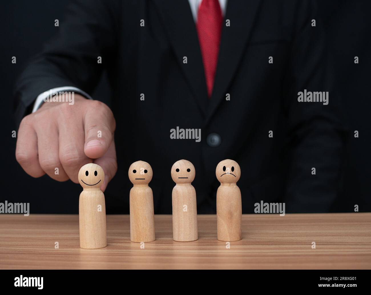 concept Business and HR for leadership and team leader, one wooden ...