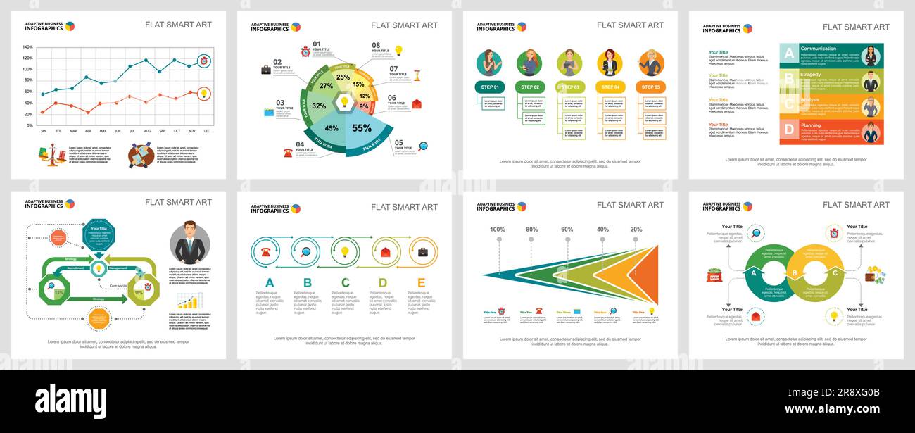 Colorful marketing or production concept infographic charts set Stock ...