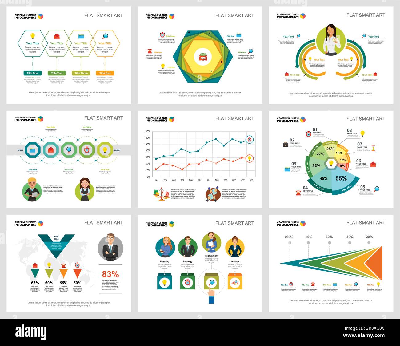 Colorful research or statistics concept infographic charts set Stock ...
