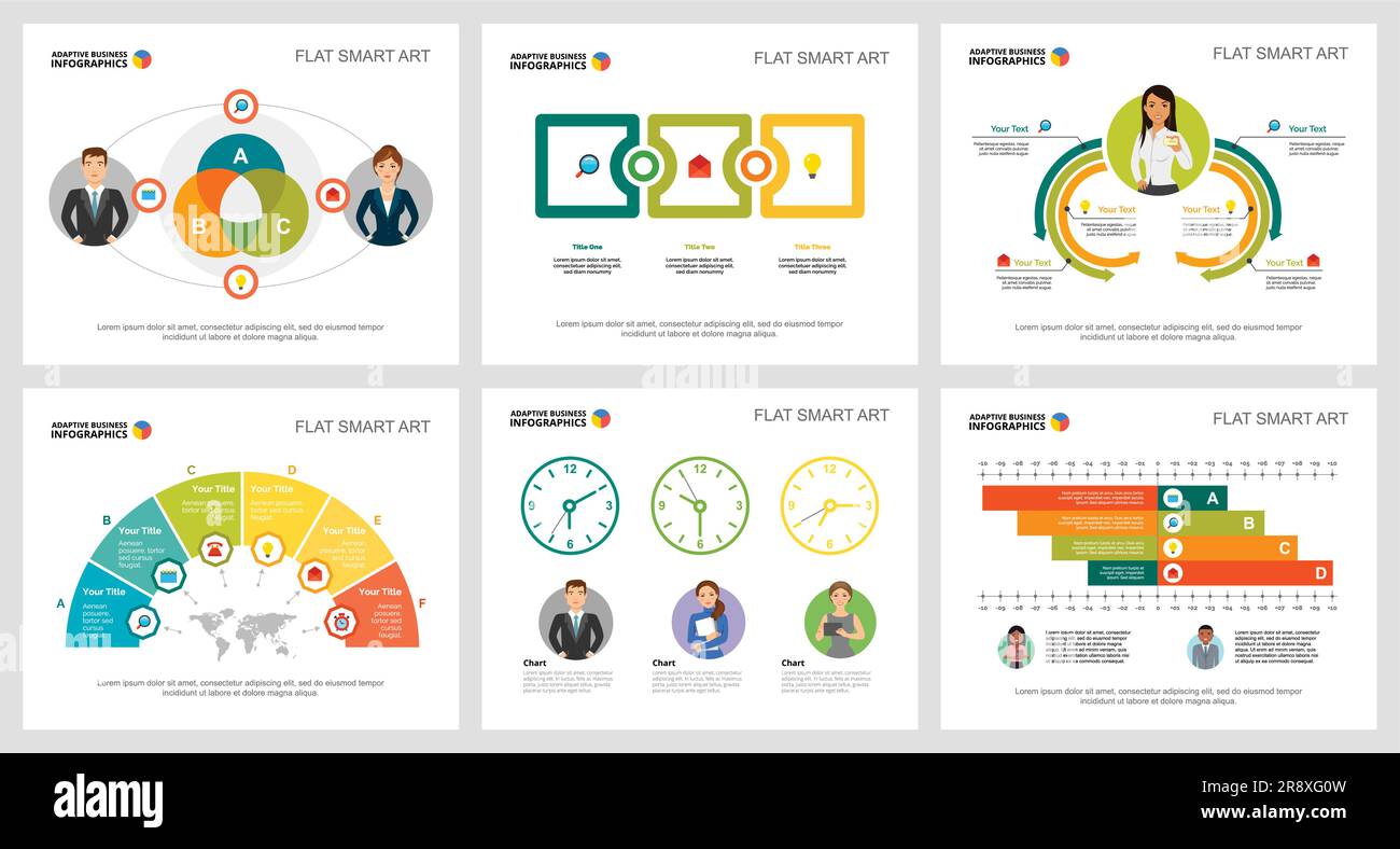 Colorful strategy or planning concept infographic charts set Stock ...