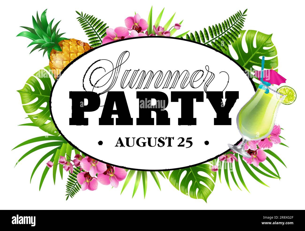 Summer party august twenty five invitation design Stock Vector Image ...