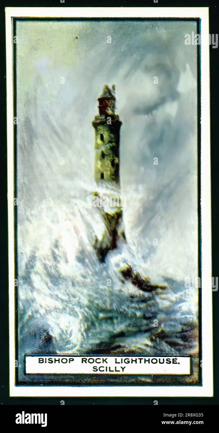 Bishop Rock Lighthouse - Vintage Cigarette Card Stock Photo - Alamy