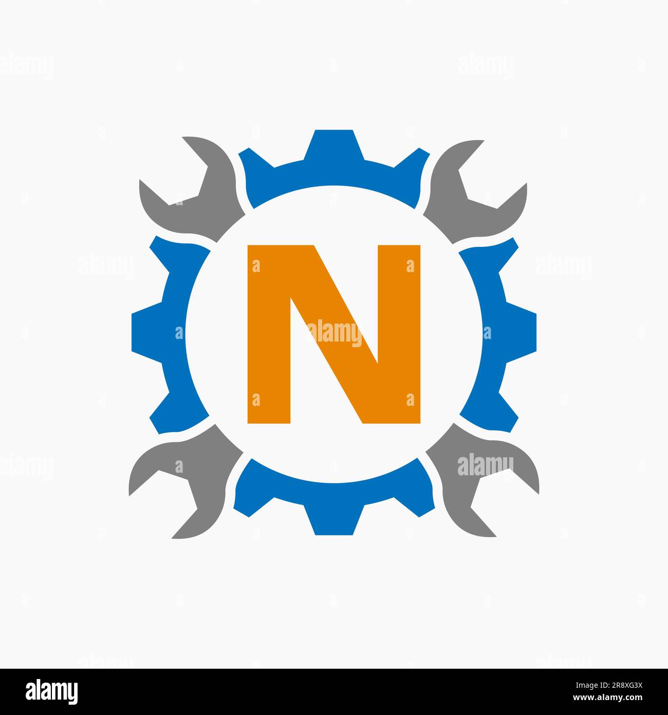 Letter N Repair Logo Gear Technology Symbol. Construction Service Logo ...
