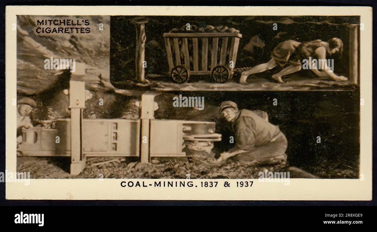 Coal Mining, 1837 & 1937 - Vintage Cigarette Card Stock Photo - Alamy