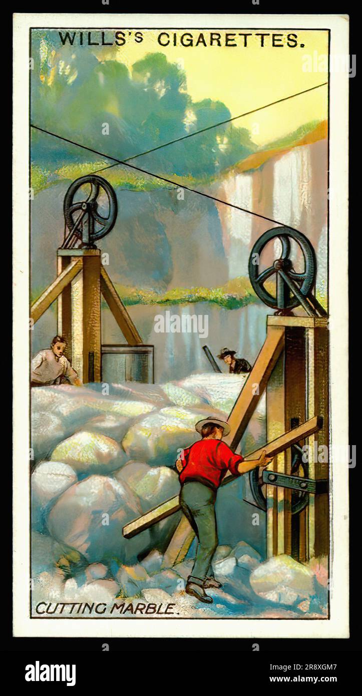Cutting Marble - Vintage Cigarette Card Stock Photo - Alamy
