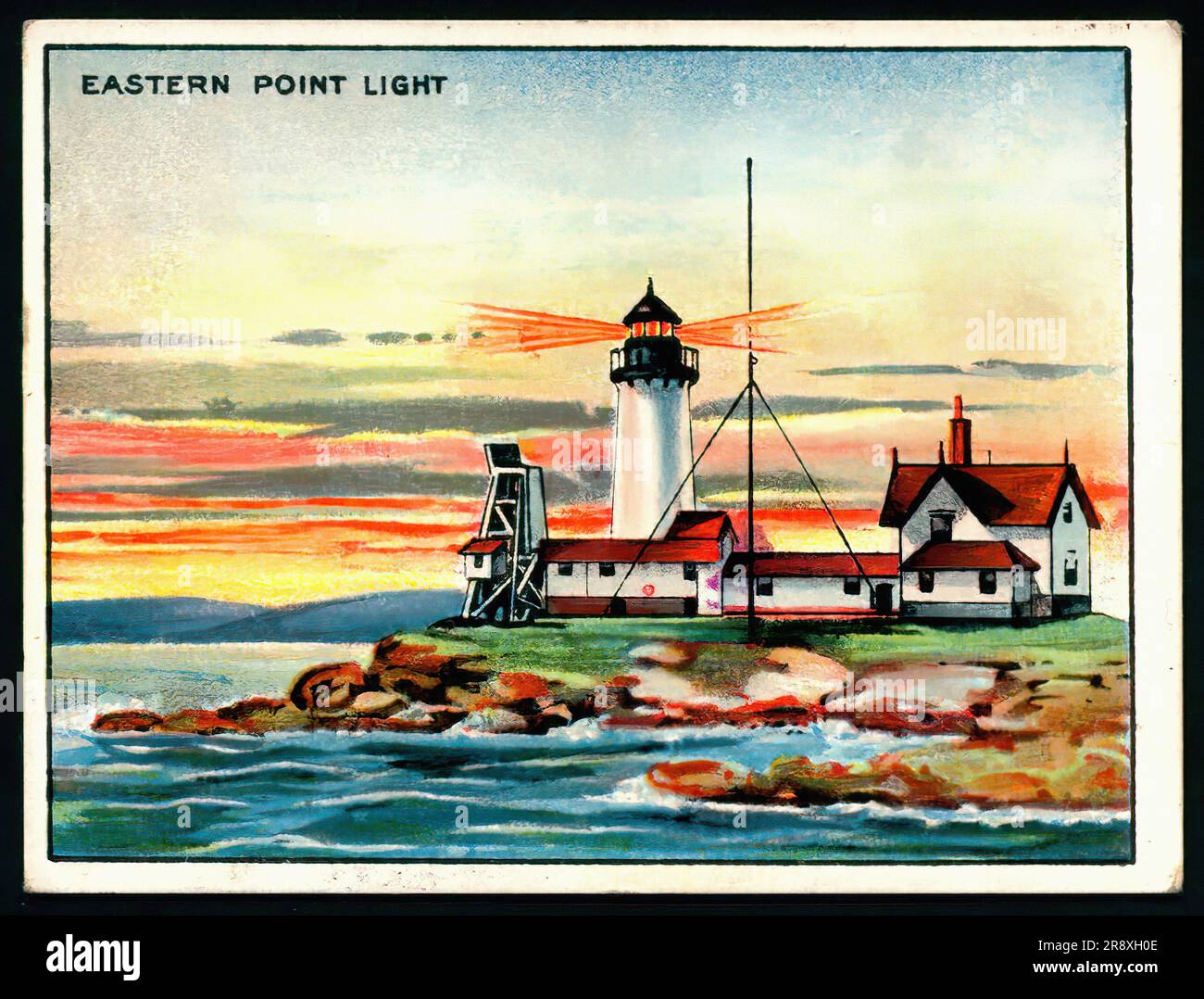 Eastern Point Lighthouse - Vintage Cigarette Card Stock Photo - Alamy