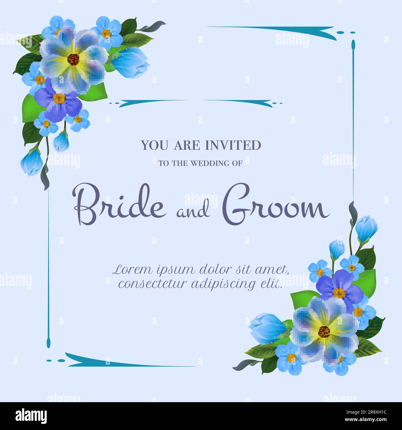 Wedding invitation design with blue flowers Stock Vector Image & Art ...