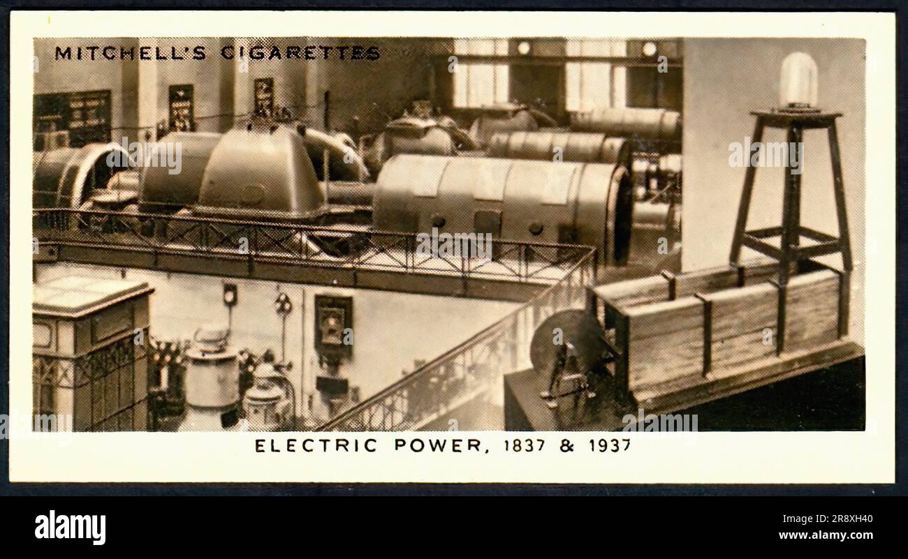 Electric Power, 1837 & 1937 - Vintage Cigarette Card Stock Photo - Alamy