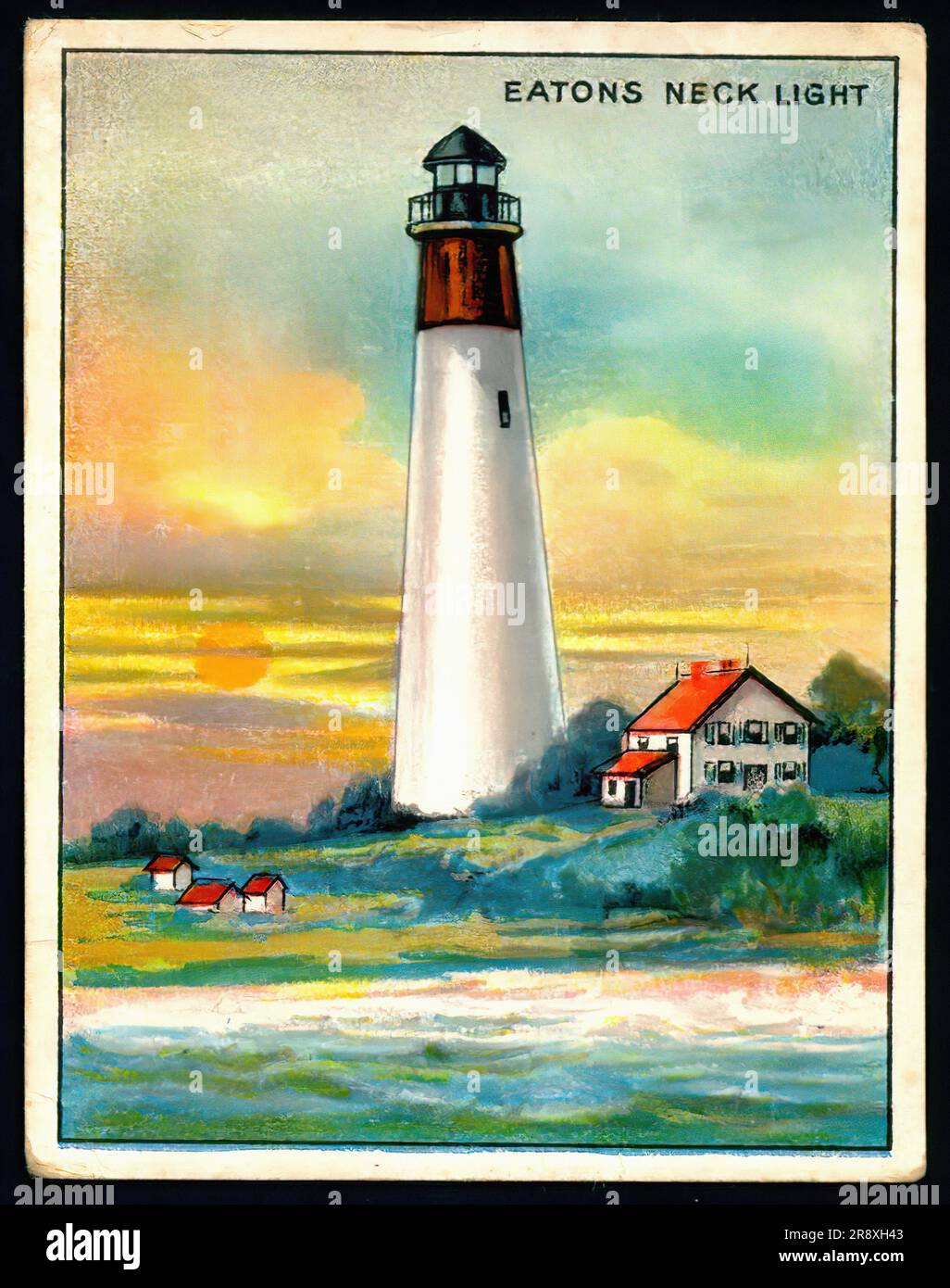 Eatons Neck Lighthouse - Vintage Cigarette Card Stock Photo - Alamy