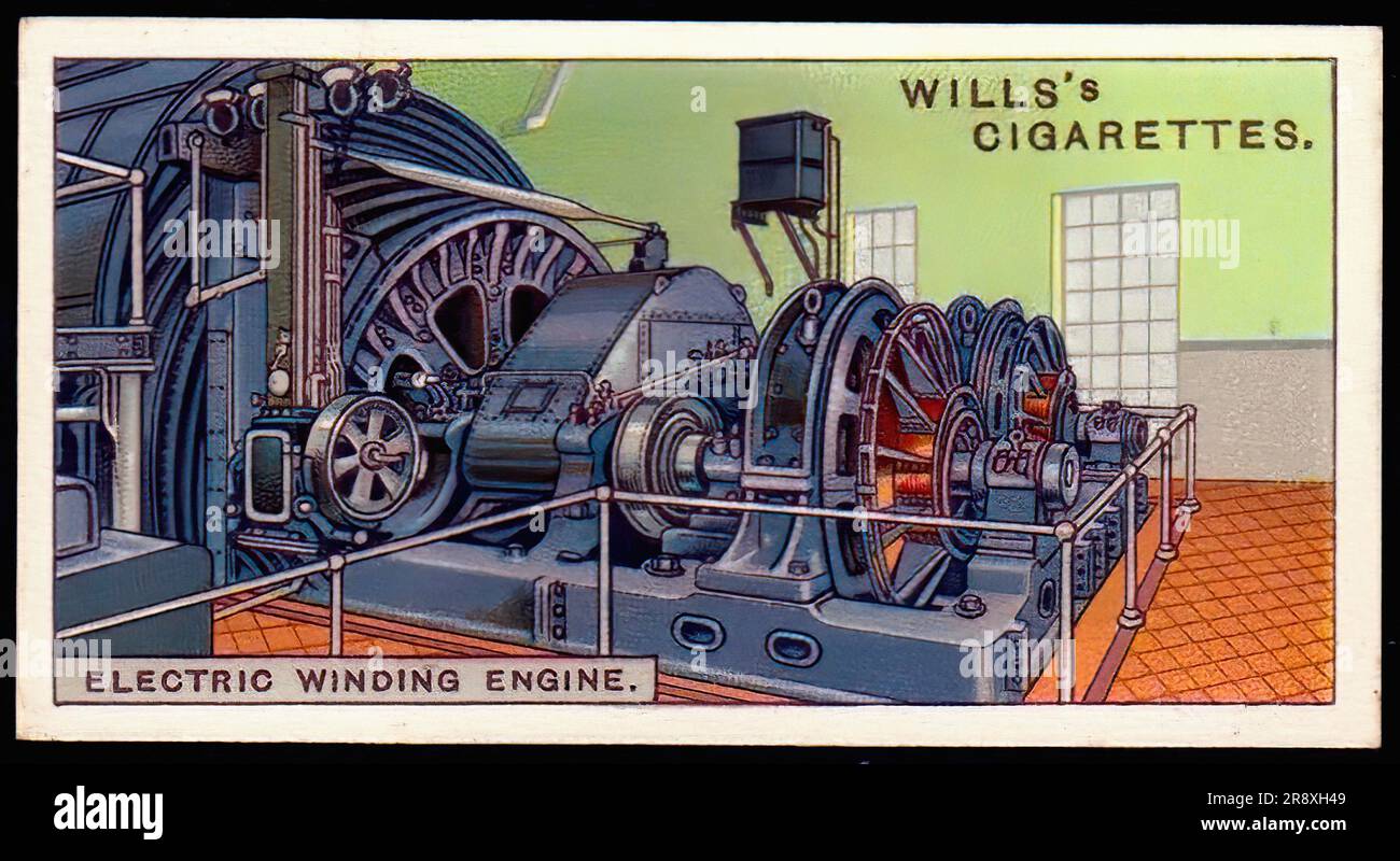 Electric Winding Engine - Vintage Cigarette Card Stock Photo - Alamy