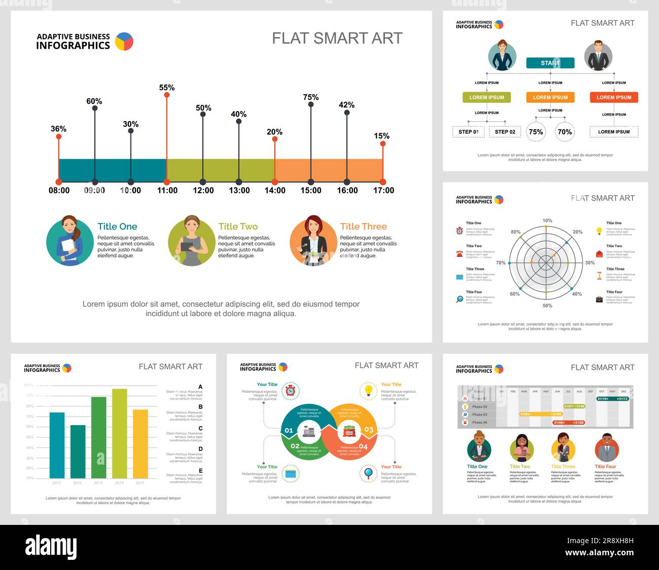 Colorful analytics or planning concept infographic charts set Stock ...