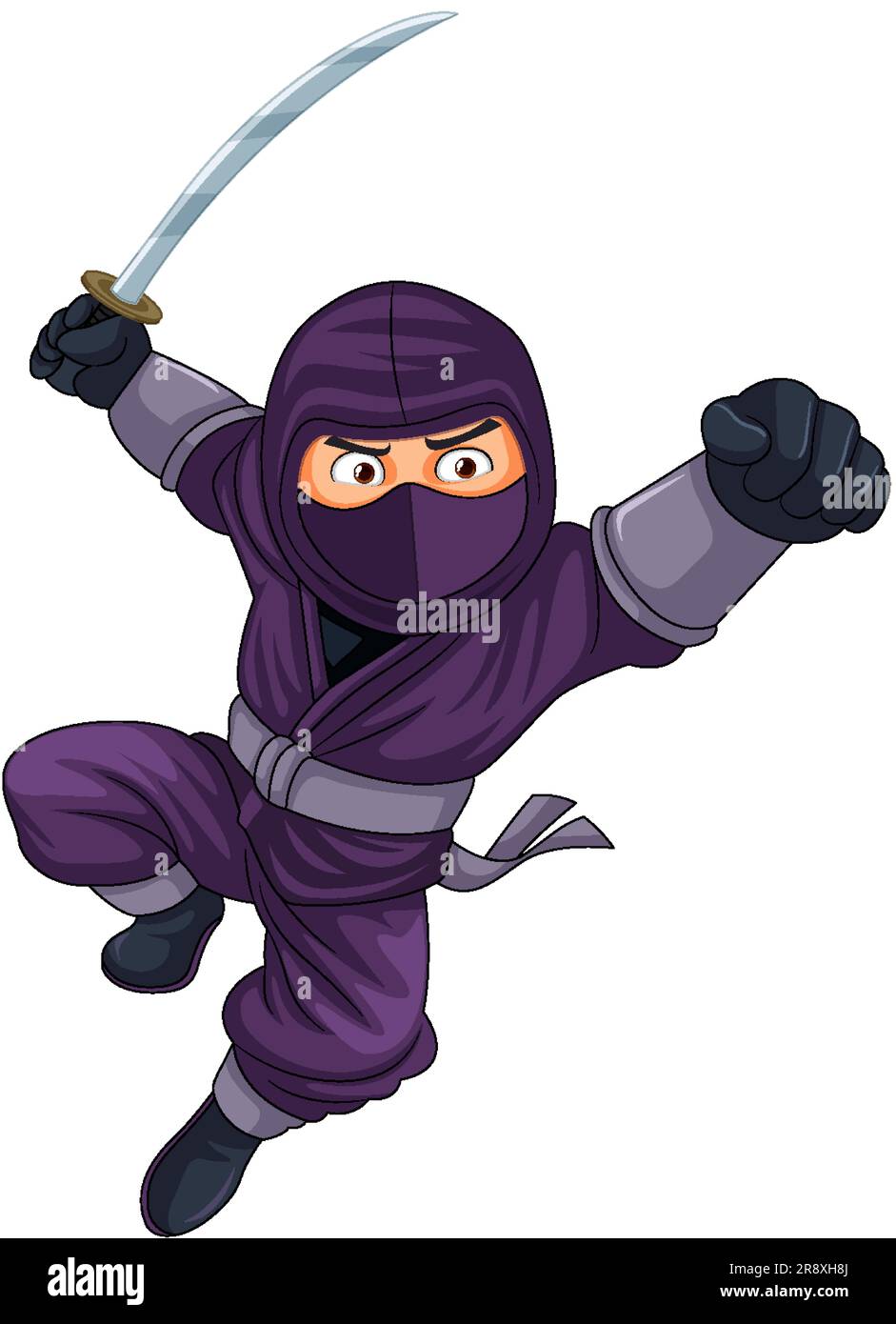 Ninja Jumping and Brandishing Sword illustration Stock Vector Image ...