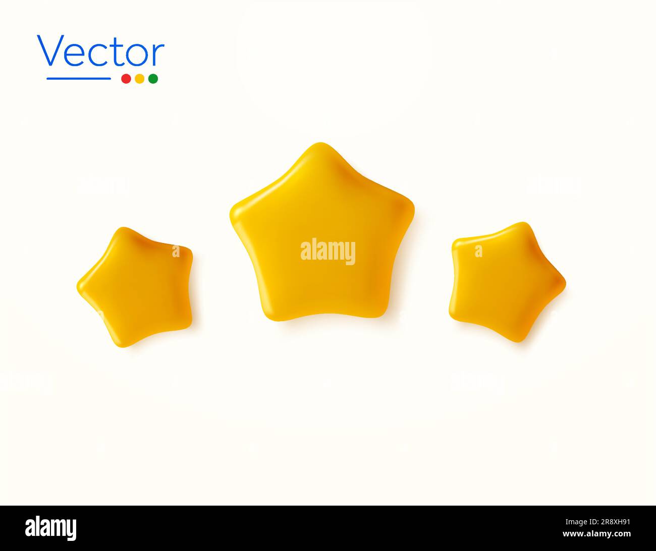3d golden stars isolated on white background. Design objects for high rating, quality, premium ...