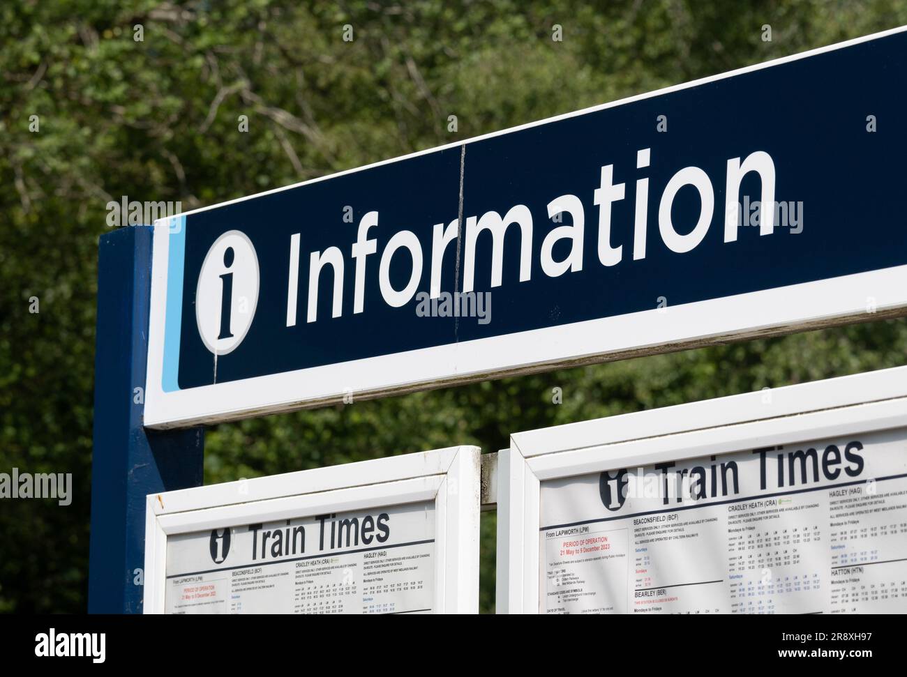 Station information sign, Lapworth, Warwickshire, England, UK Stock ...