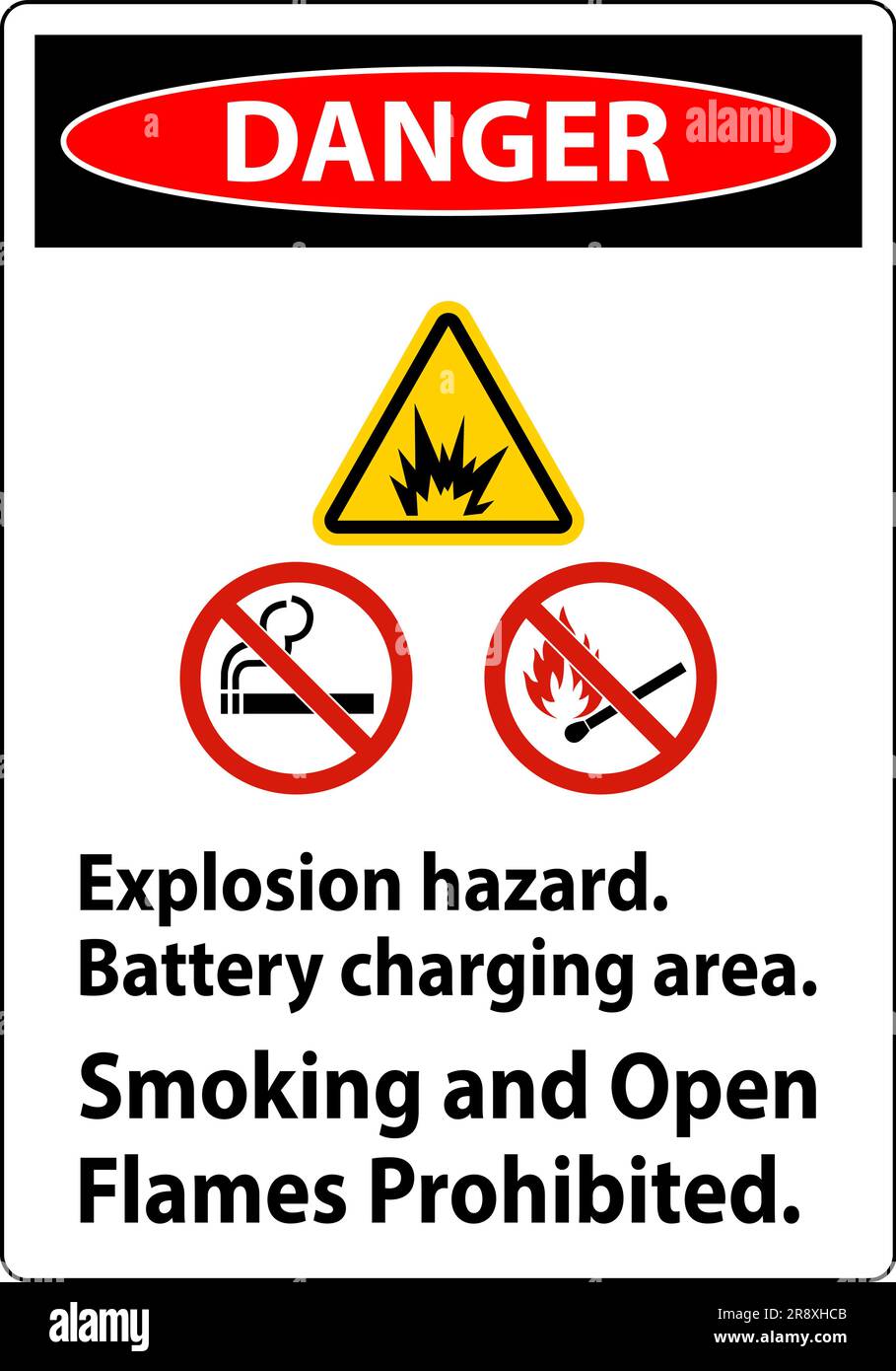 Danger Sign Explosion Hazard, Battery Charging Area, Smoking And Open ...