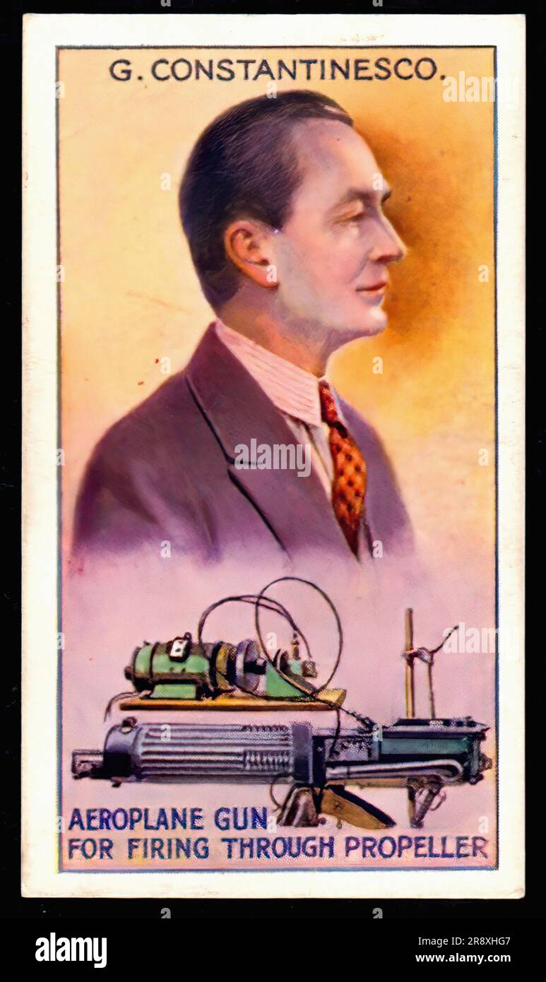 Firing Through an Aeroplane Propeller - Vintage Cigarette Card Stock ...