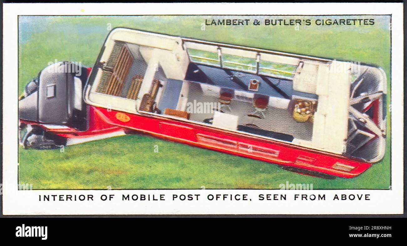 Interior of Mobile Post Office - Vintage Cigarette Card Stock Photo - Alamy