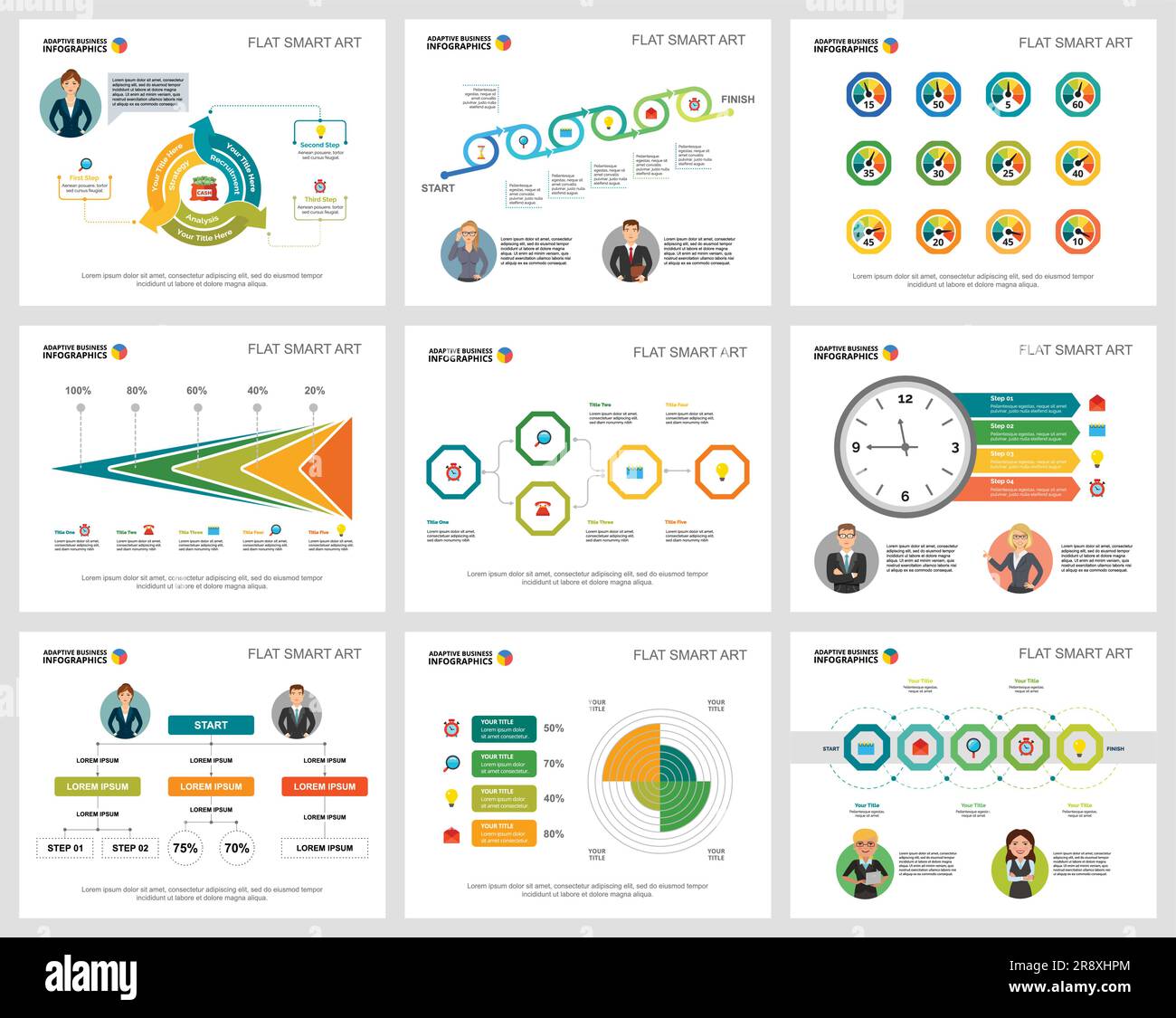 Colorful business planning infographic charts set Stock Vector Image ...