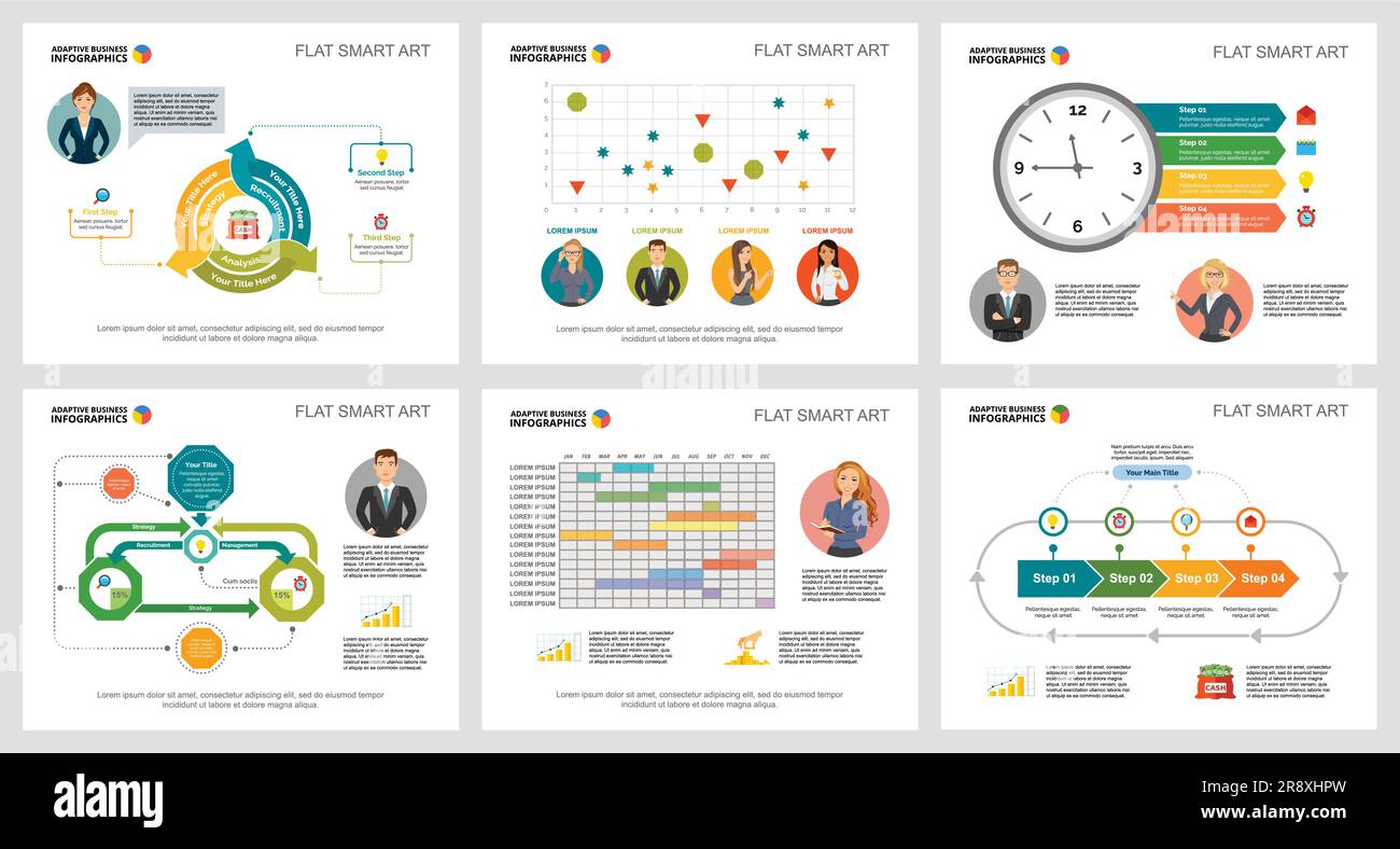 Colorful management or planning concept infographic charts set Stock ...