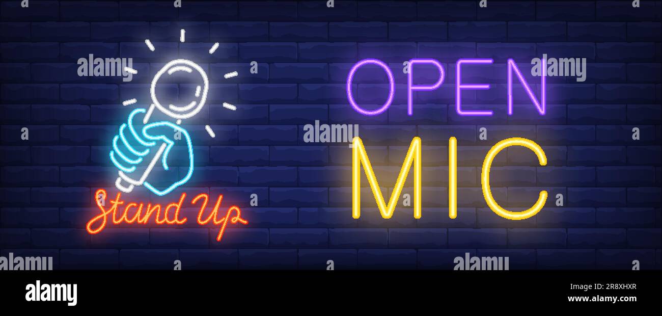 Open mic for standup neon sign Stock Vector Image & Art - Alamy