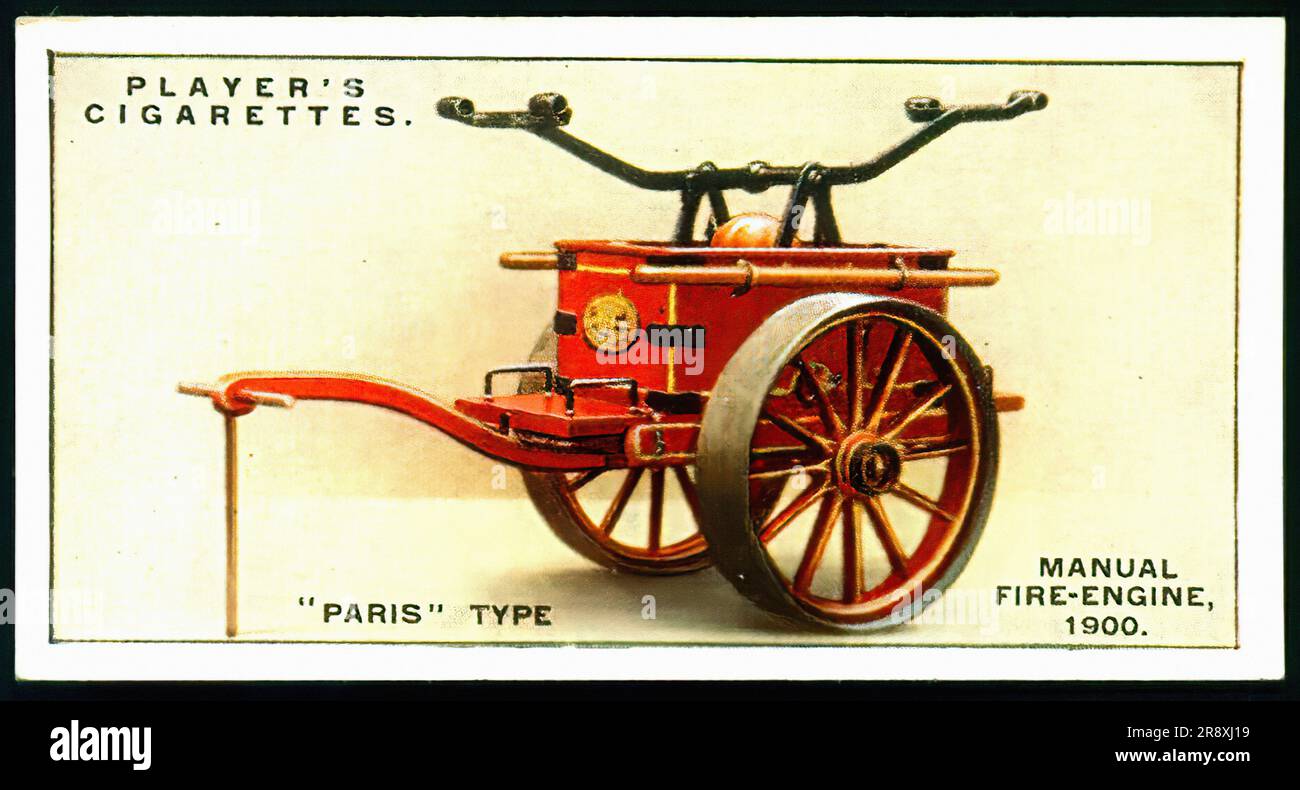 Manual Fire Engine, 1900 - Vintage Cigarette Card Stock Photo - Alamy