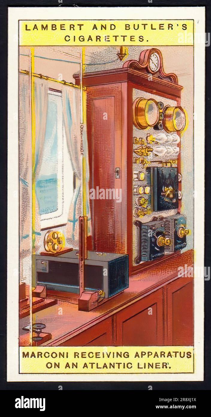 Marconi Receiving Apparatus - Vintage Cigarette Card Stock Photo - Alamy