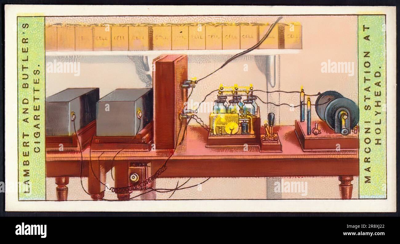 Marconi Station at Holyhead - Vintage Cigarette Card Stock Photo - Alamy