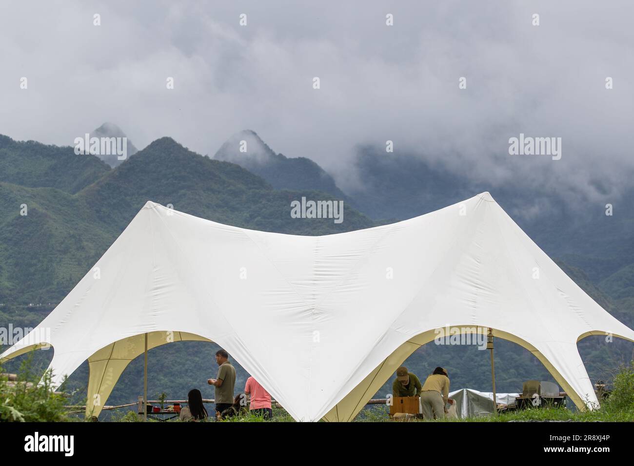 CHONGQING, CHINA - JUNE 23, 2023 - Tourists enjoy camping in Mazui ...