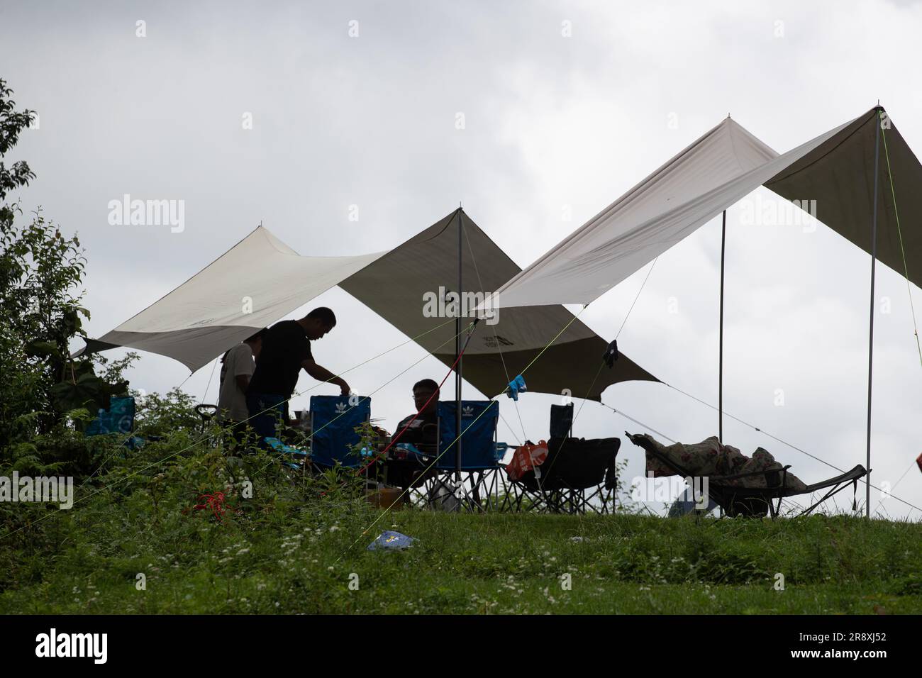 CHONGQING, CHINA - JUNE 23, 2023 - Tourists enjoy camping in Mazui ...