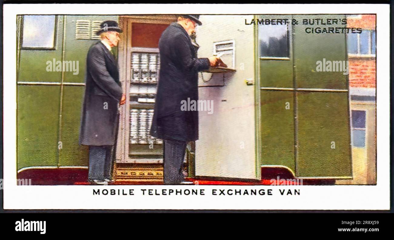Mobile Telephone Exchange - Vintage Cigarette Card Stock Photo - Alamy