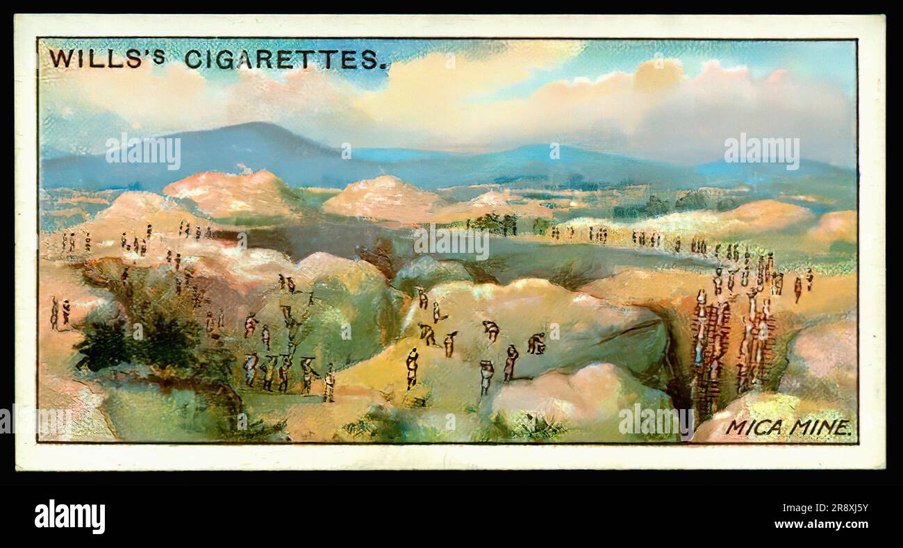 Mica Mine in India - Vintage Cigarette Card Stock Photo - Alamy