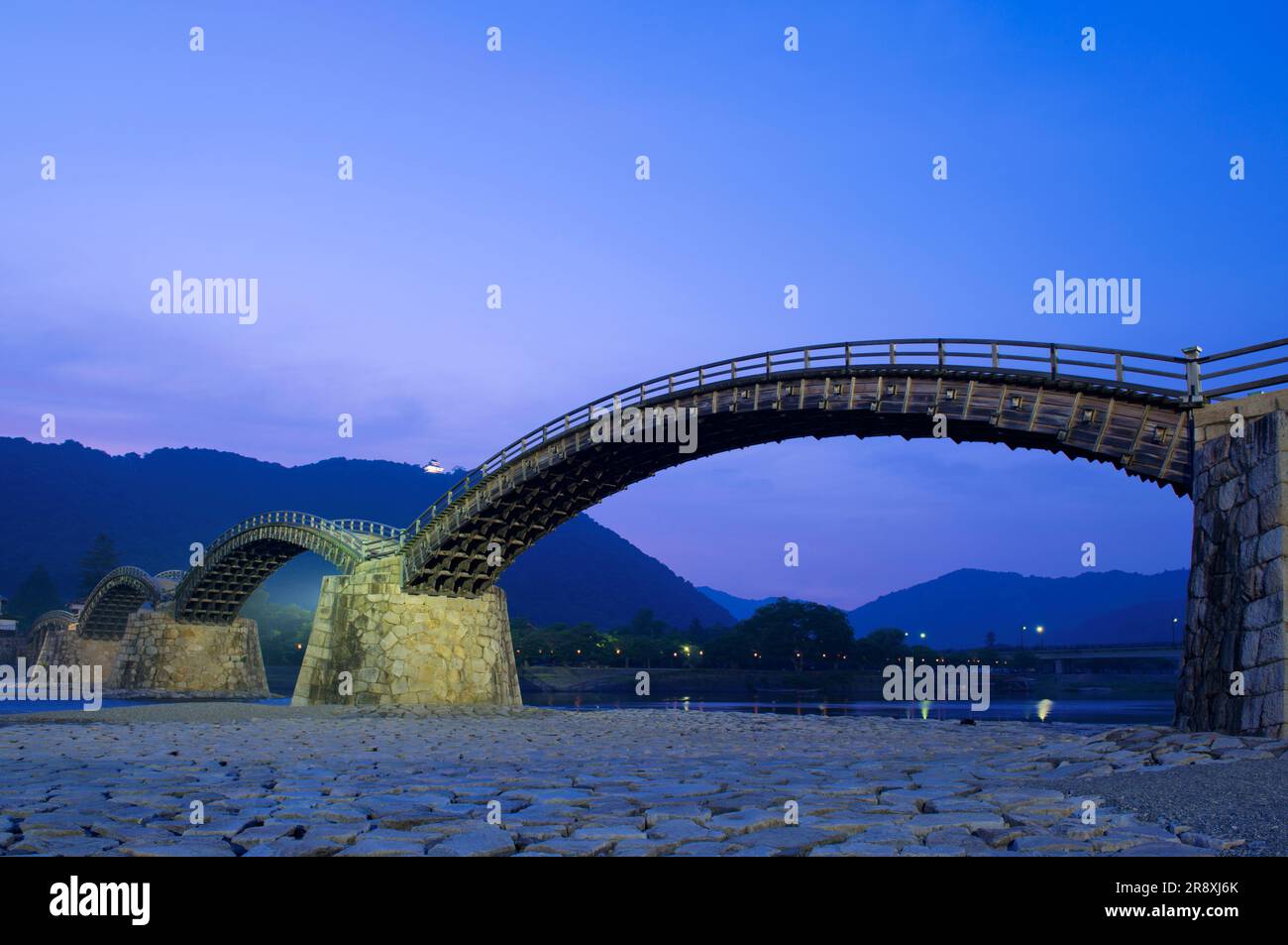 Kintai Bridge night view Stock Photo - Alamy