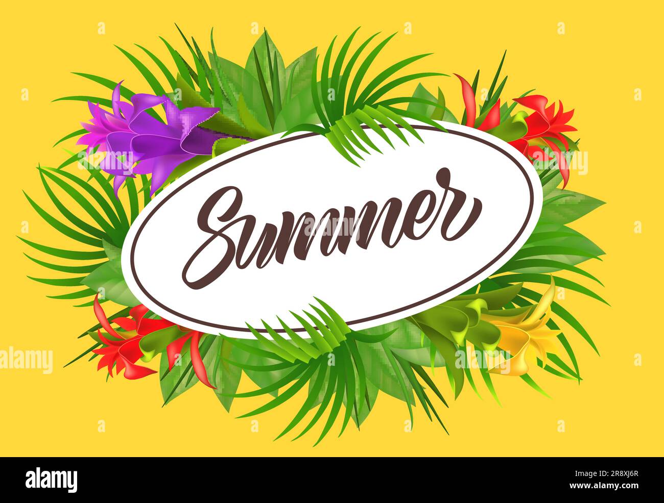 Summer lettering in oval frame with flowers Stock Vector Image & Art ...