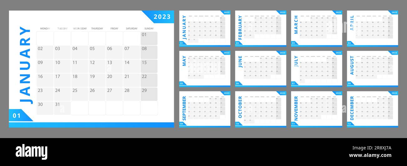 Scientific research providing desk calendar design template for 2023 ...