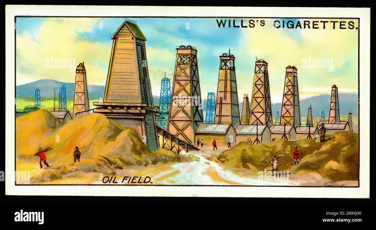 Oil Field at Baku - Vintage Cigarette Card Stock Photo - Alamy