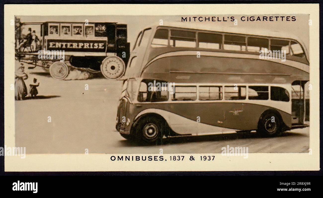 Omnibuses, 1837 & 1937 - Vintage Cigarette Card Stock Photo - Alamy