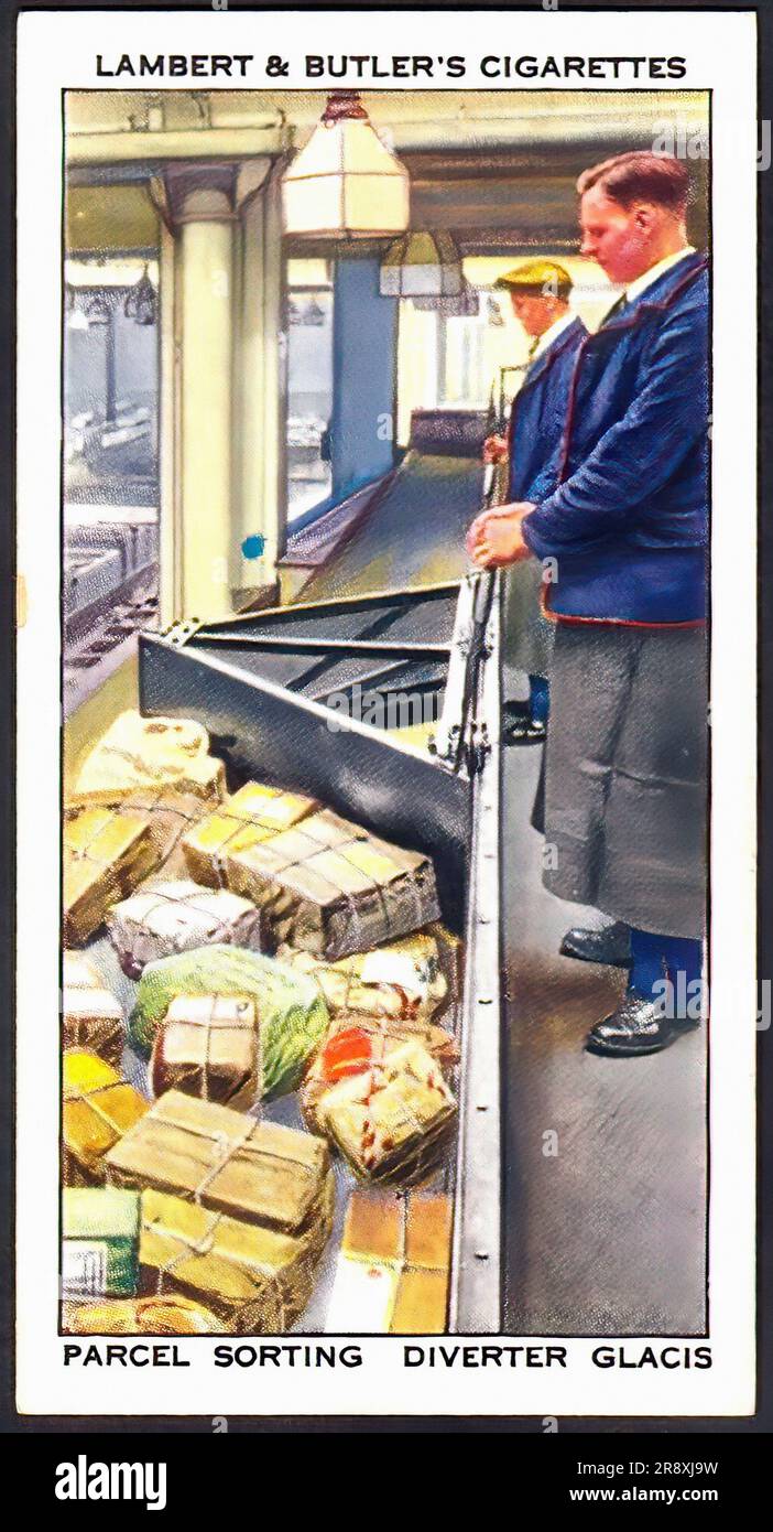 Parcel Sorting - Vintage Cigarette Card Stock Photo - Alamy