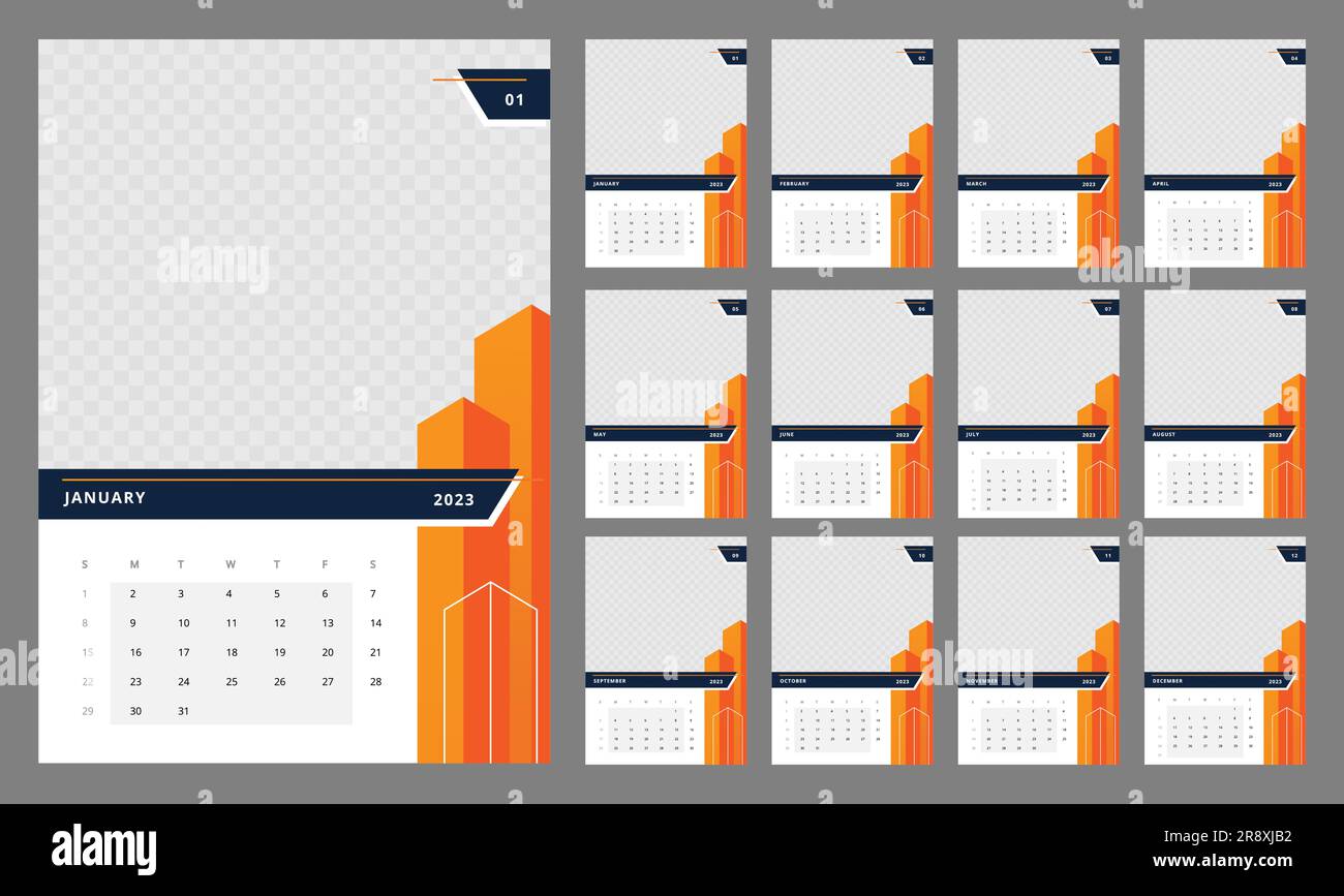 Architecture and construction service wall calendar design template for ...