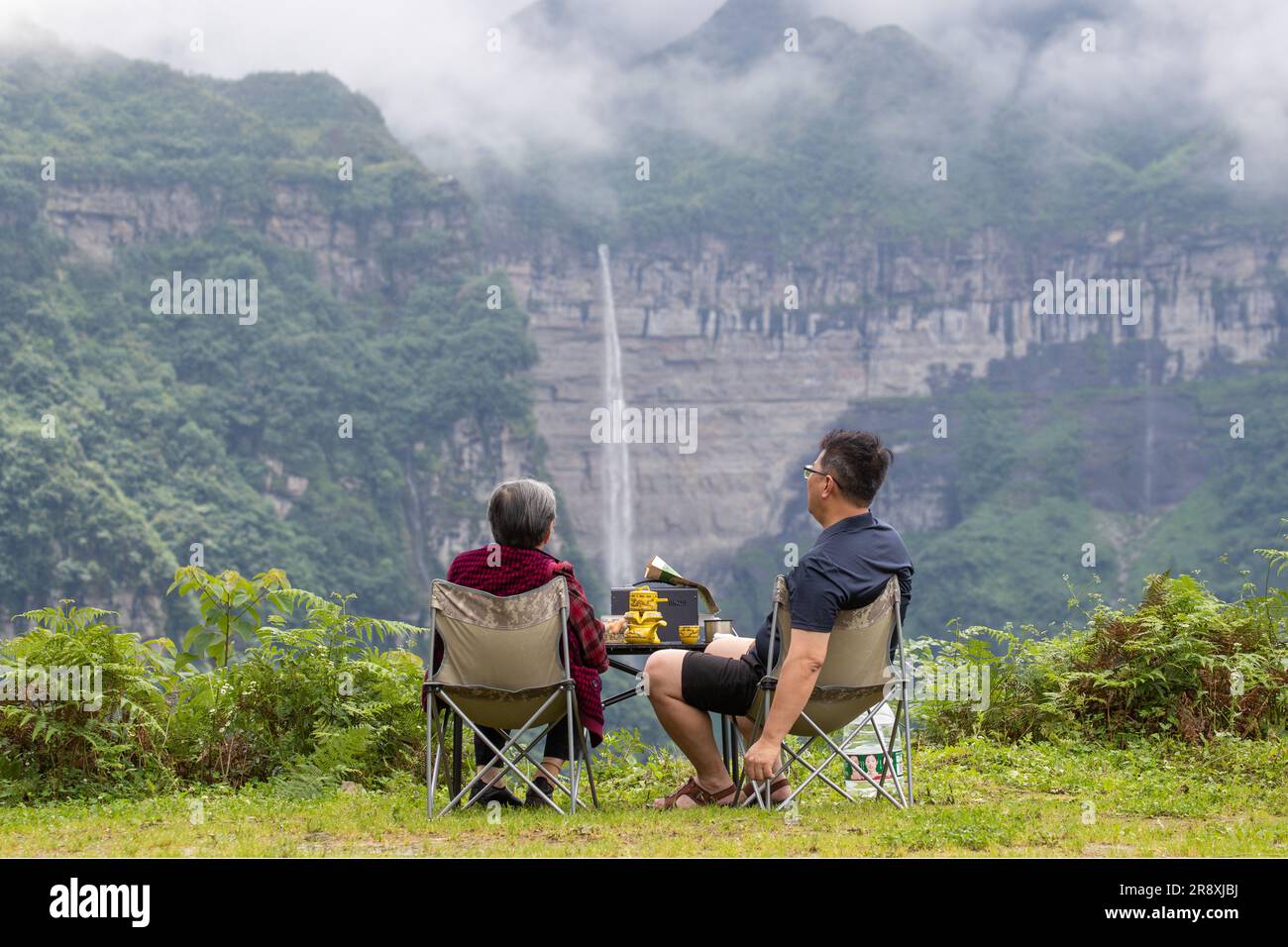 CHONGQING, CHINA - JUNE 23, 2023 - Tourists enjoy camping in Mazui ...