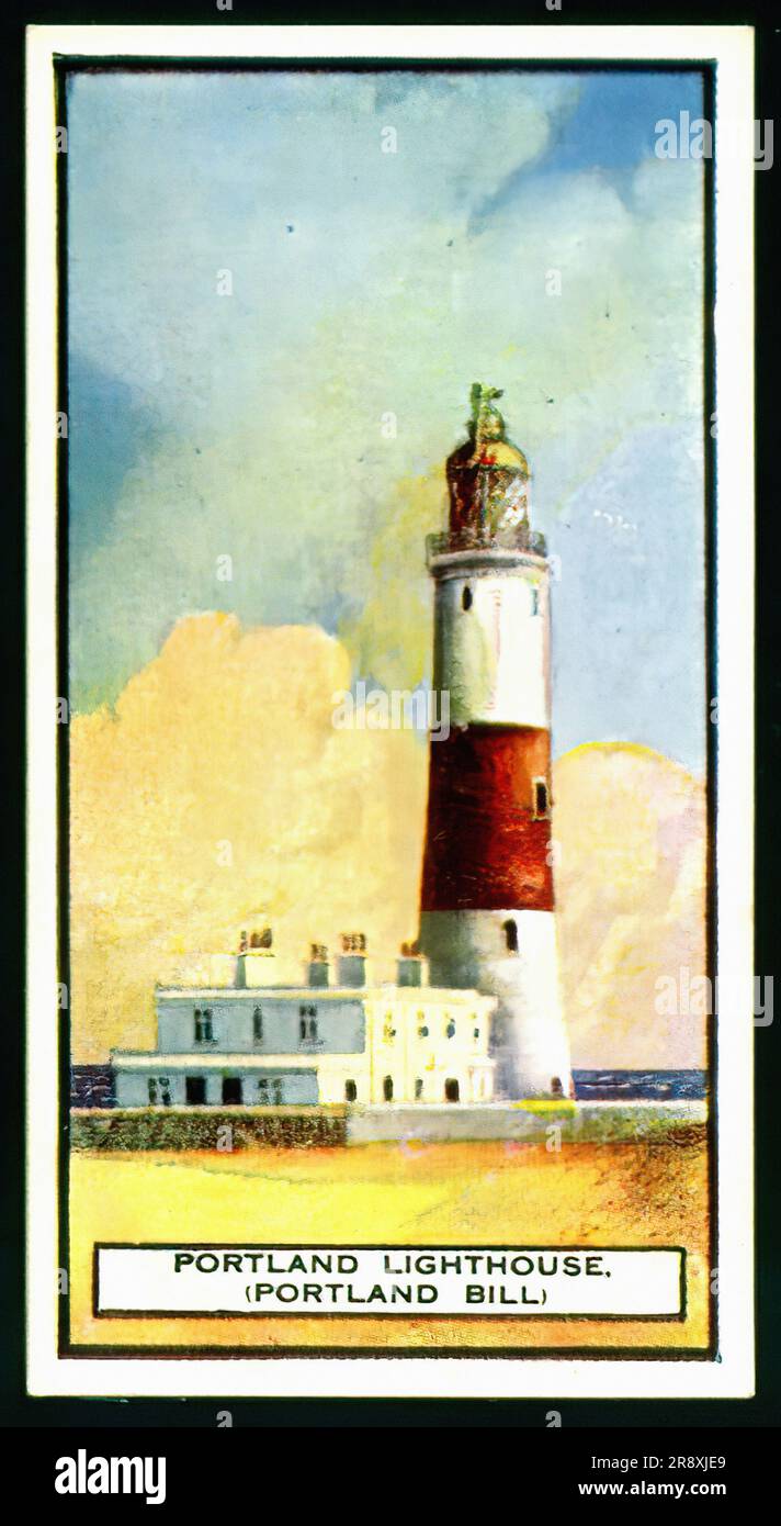 Portland Bill Lighthouse - Vintage Cigarette Card Stock Photo - Alamy